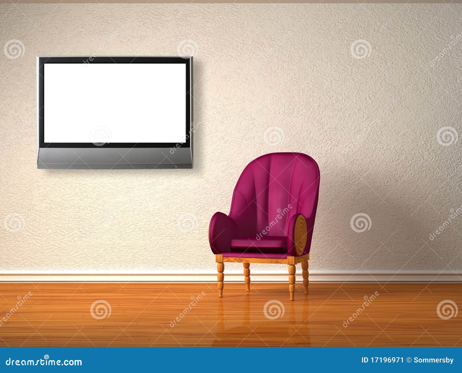 Luxurious Chair with Lcd Tv in Interior Stock Illustration ...