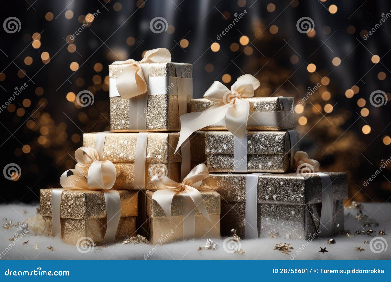 Luxurious Christmas Gift Stack Capturing the Magic of the Holiday ...