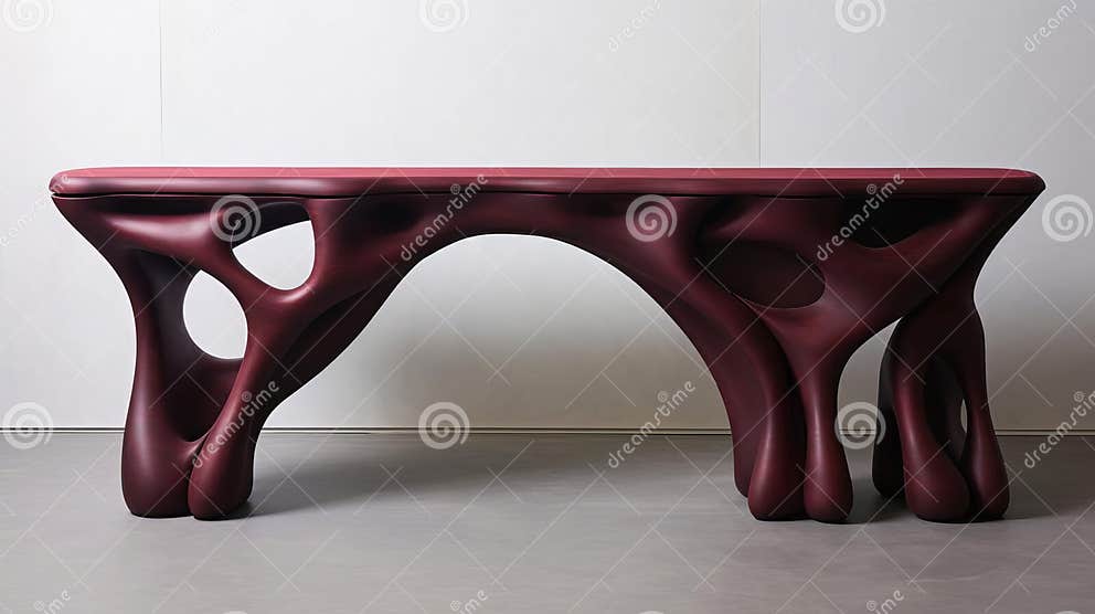 Luxurious Modern Maroon Fabric Console Table on White Surface Stock ...