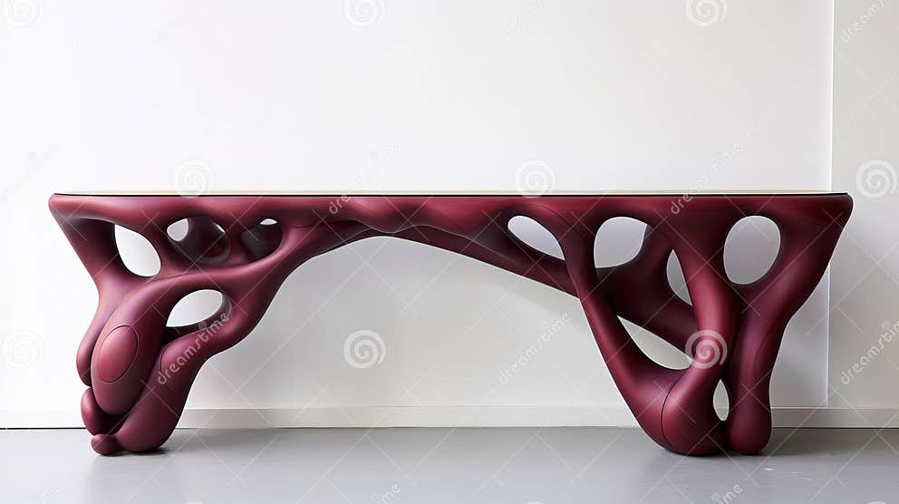 Modern Maroon Fabric Console Table on White Surface Photo Stock ...