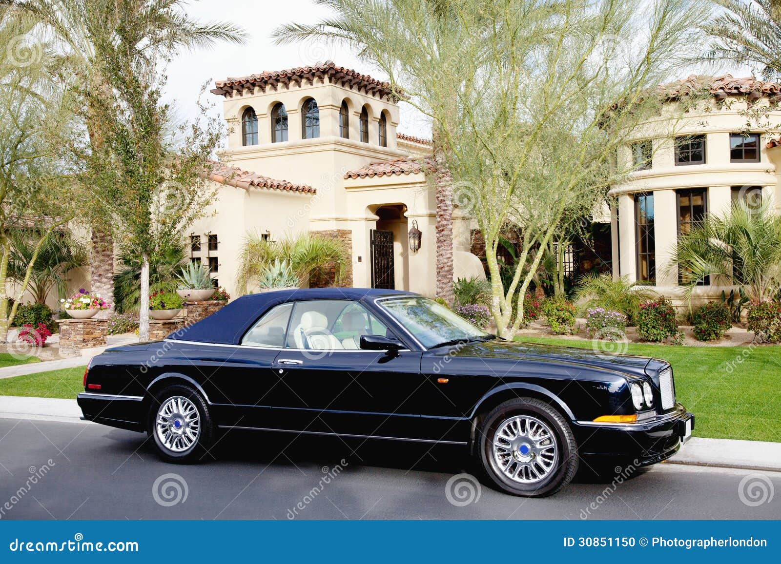 Luxurious Convertible Car Parked in Front of a Villa Stock Photo ...