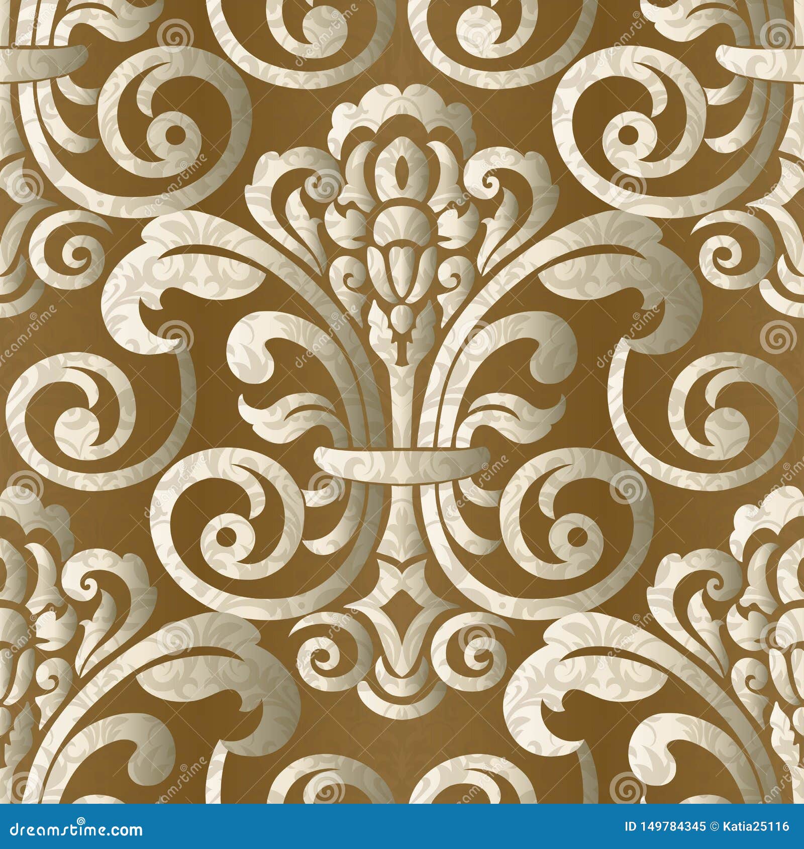 Luxurious Damask Pattern Vector Ornament Decor. Baroque Background ...