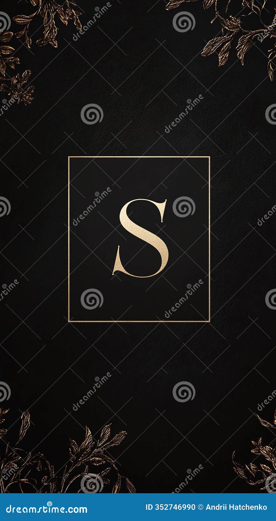 Luxurious Design with Bold White Initials and Subtle Gold Borders ...