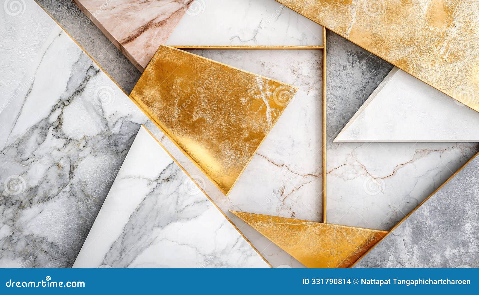 Luxurious Design, Geometric 3D Shapes with Marble Textures, Forming a ...