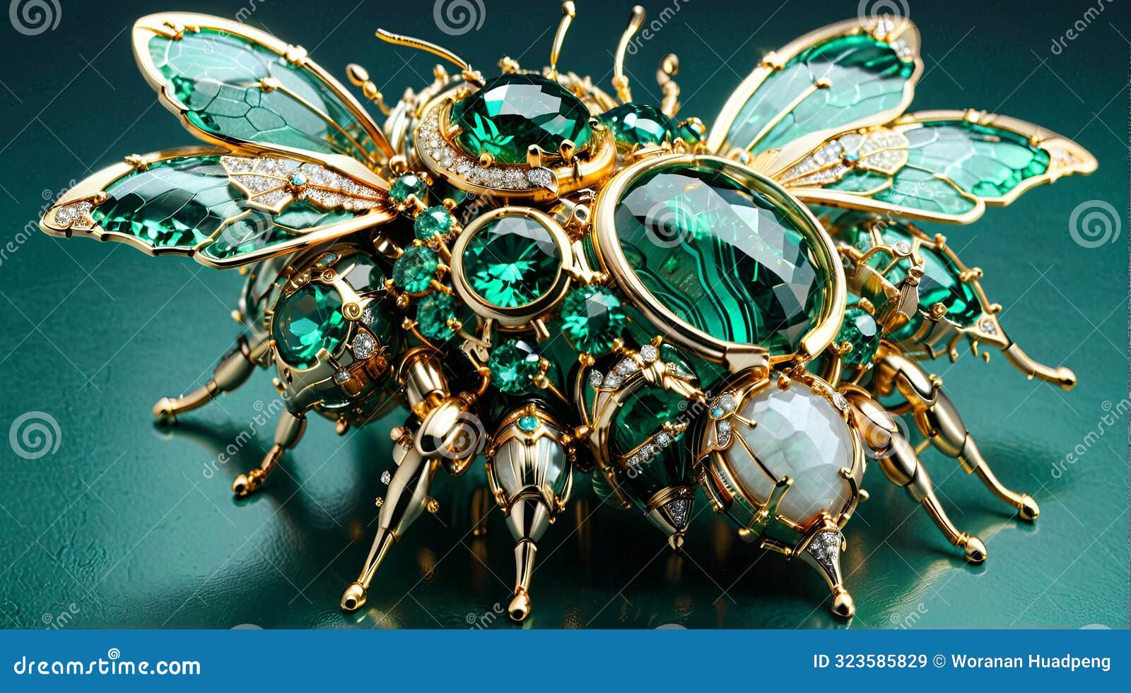 Luxurious Emerald Mechanical Bee Stock Image - Image of sculpture ...