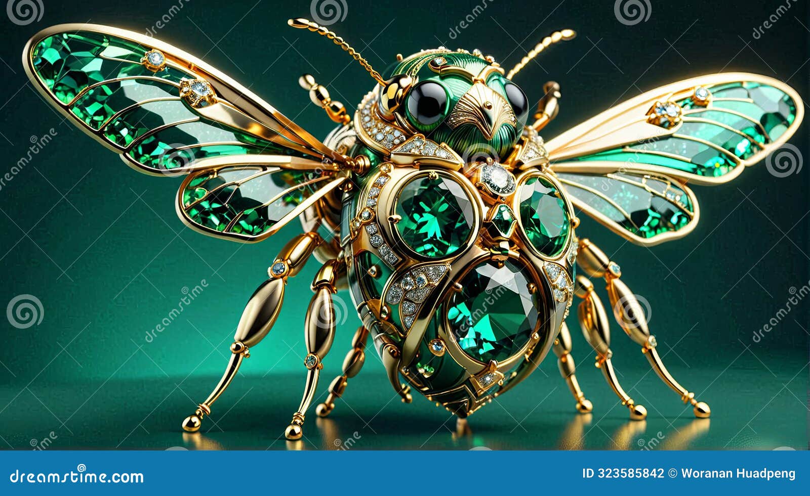 Luxurious Emerald Mechanical Bee Stock Photo - Image of emerald ...