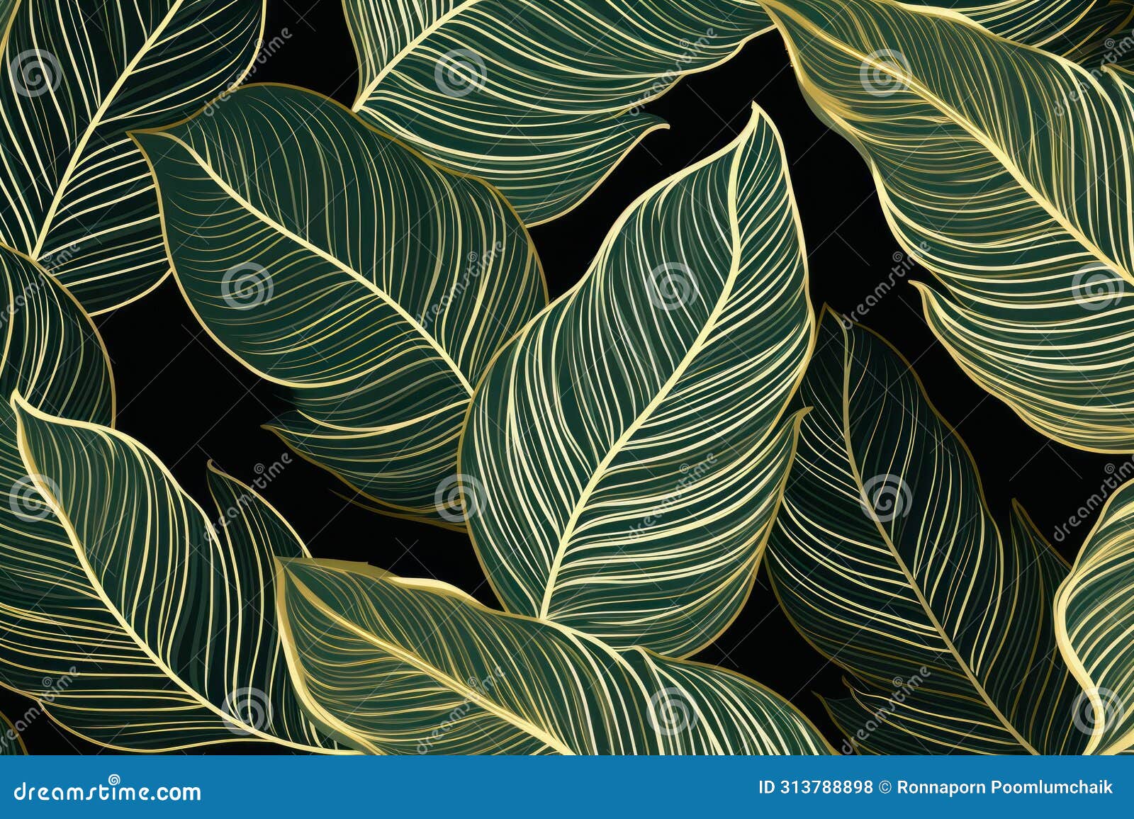 A Luxurious and Exotic Wallpaper Featuring a Tropical Leaf Pattern ...