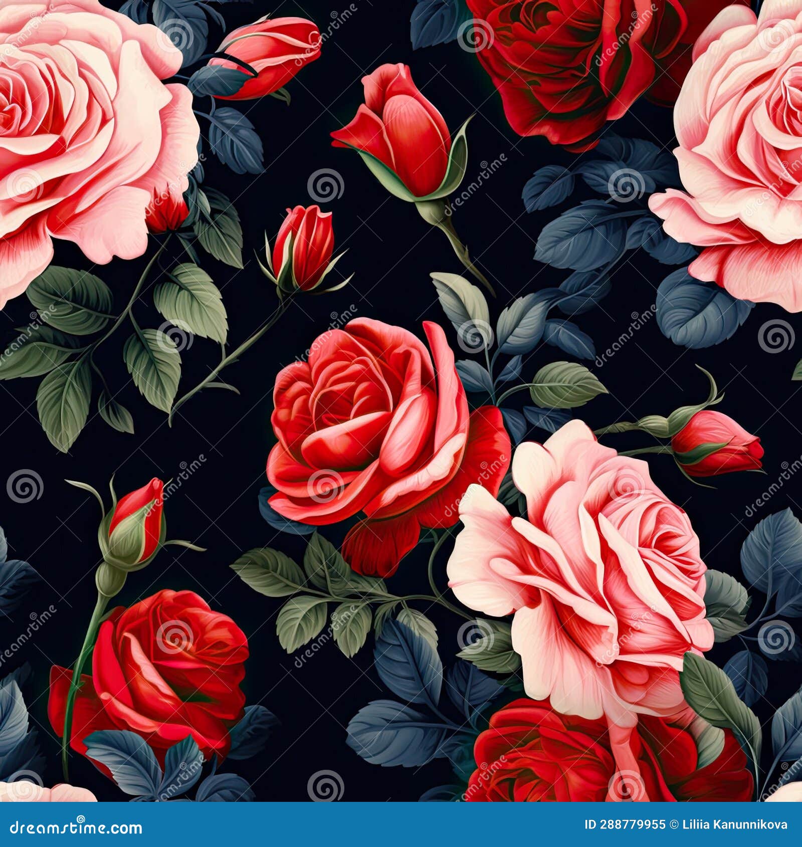 A Luxurious Fabric with a Rich Rose Pattern, Exuding Elegance and ...