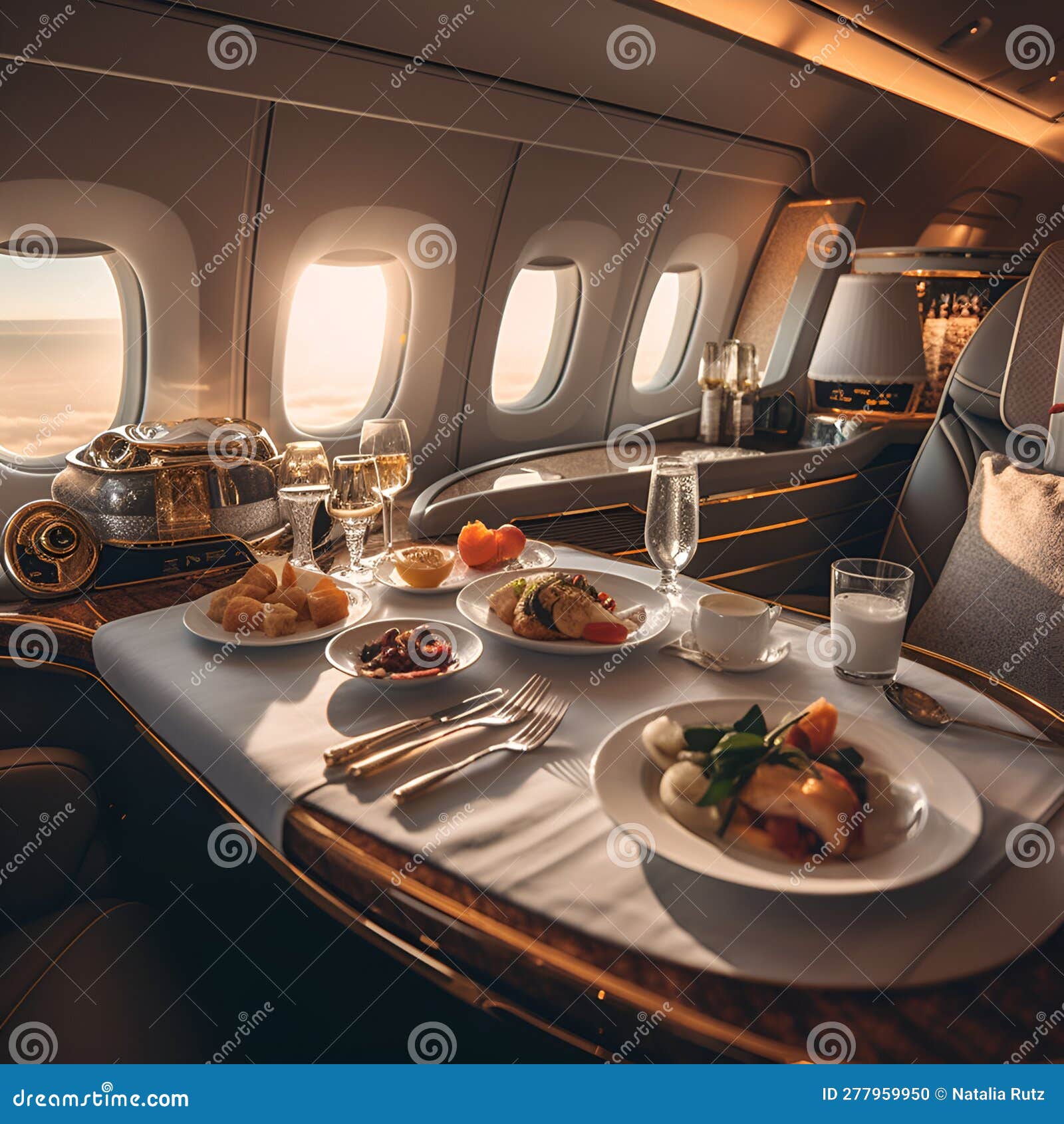 Luxurious First - Class Airline Experience Stock Illustration ...