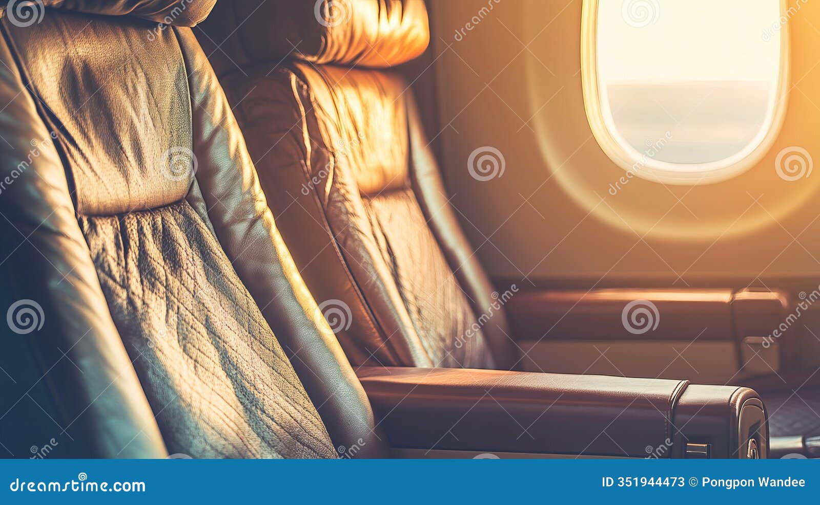 Luxurious First Class Cabin Interior With Leather Seats And Natural ...