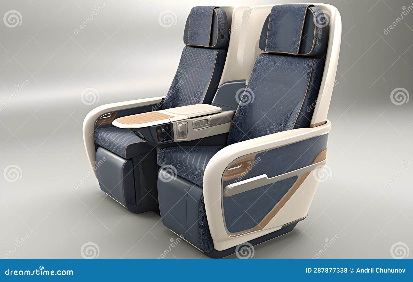 Luxurious First Class Cabin Interior With Leather Seats And Natural ...