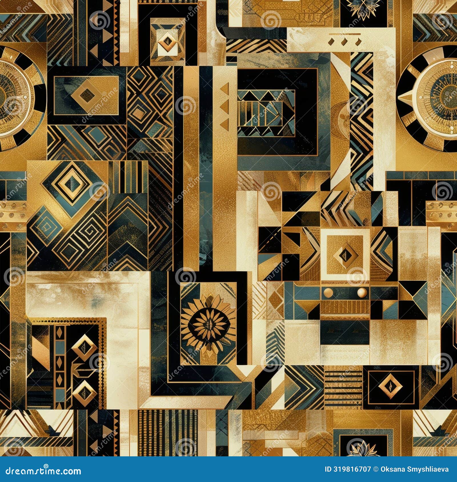 Luxurious Geometric Patterns with Gold Art Deco Elements Stock Image ...
