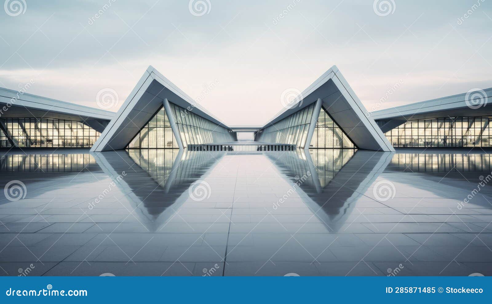 Luxurious Geometry: a Reflective Airport with Minimalist Elegance Stock ...