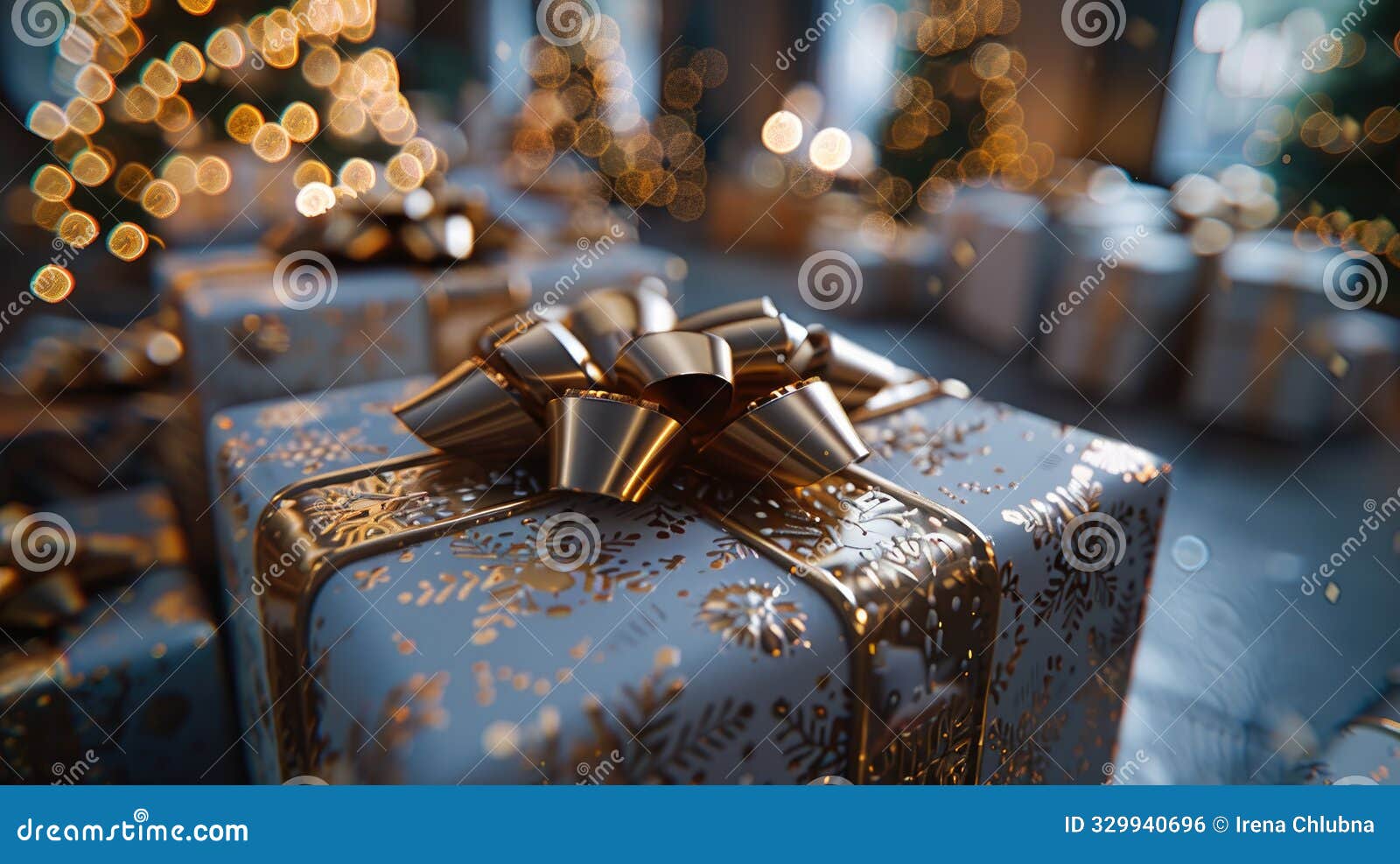 Luxurious Gift Boxes with Gold Ribbons and Bows Stock Illustration ...