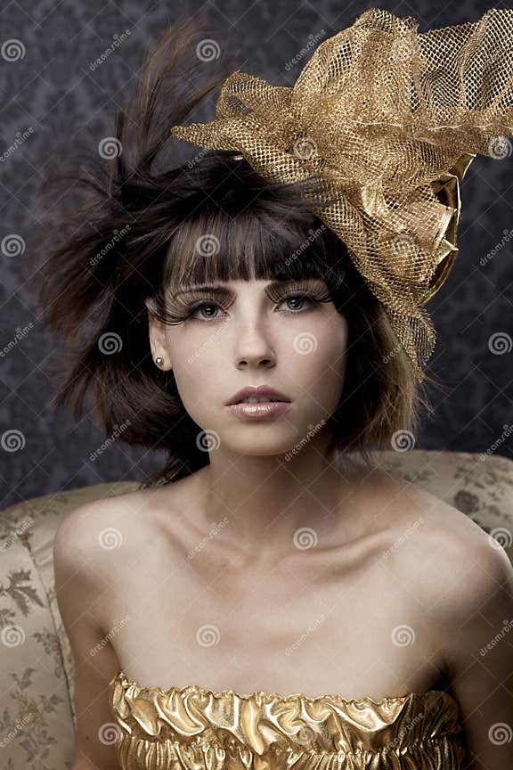 Luxurious Glamorous Models in Gold Stock Photo - Image of glamour ...