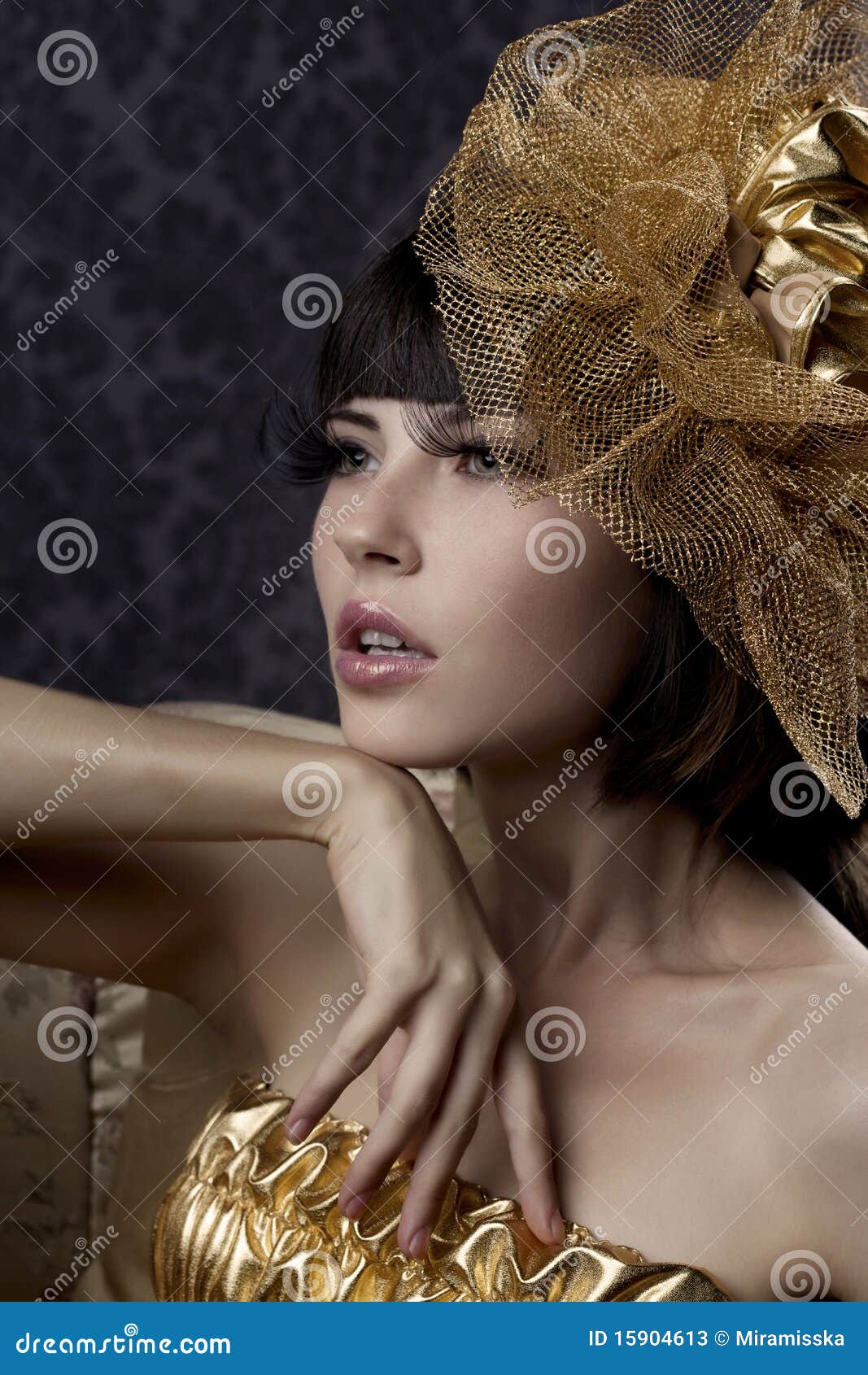 Luxurious Glamorous Models in Gold Stock Image - Image of dark ...