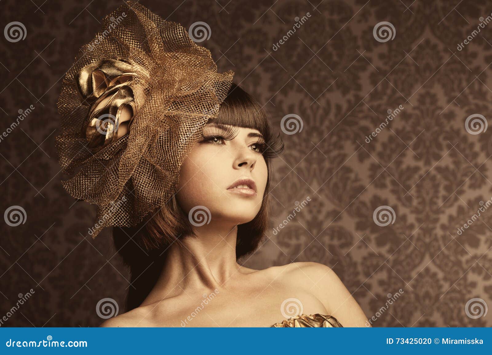 Luxurious Glamorous Models in Gold Stock Photo - Image of disco, hair ...