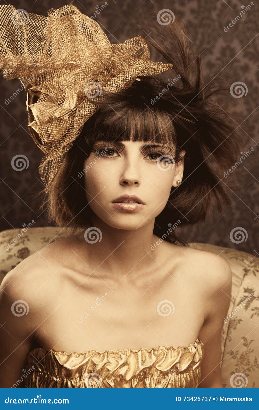 Luxurious Glamorous Models in Gold Stock Image - Image of fashion, girl ...