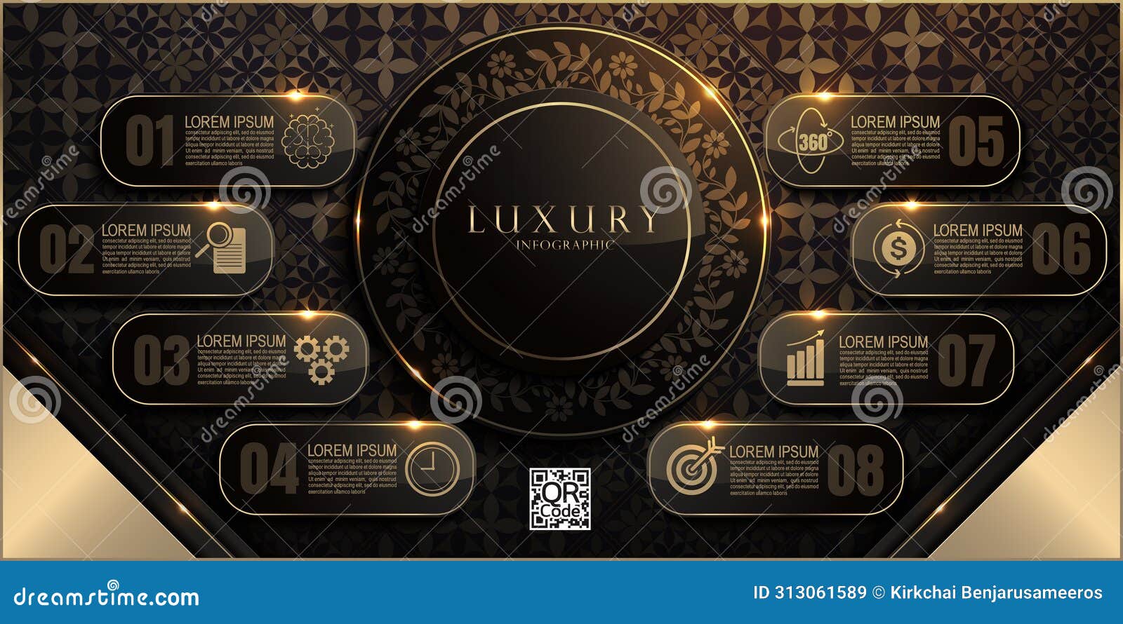 Luxurious Gold and Black Infographic Elements for Dynamic Presentations ...