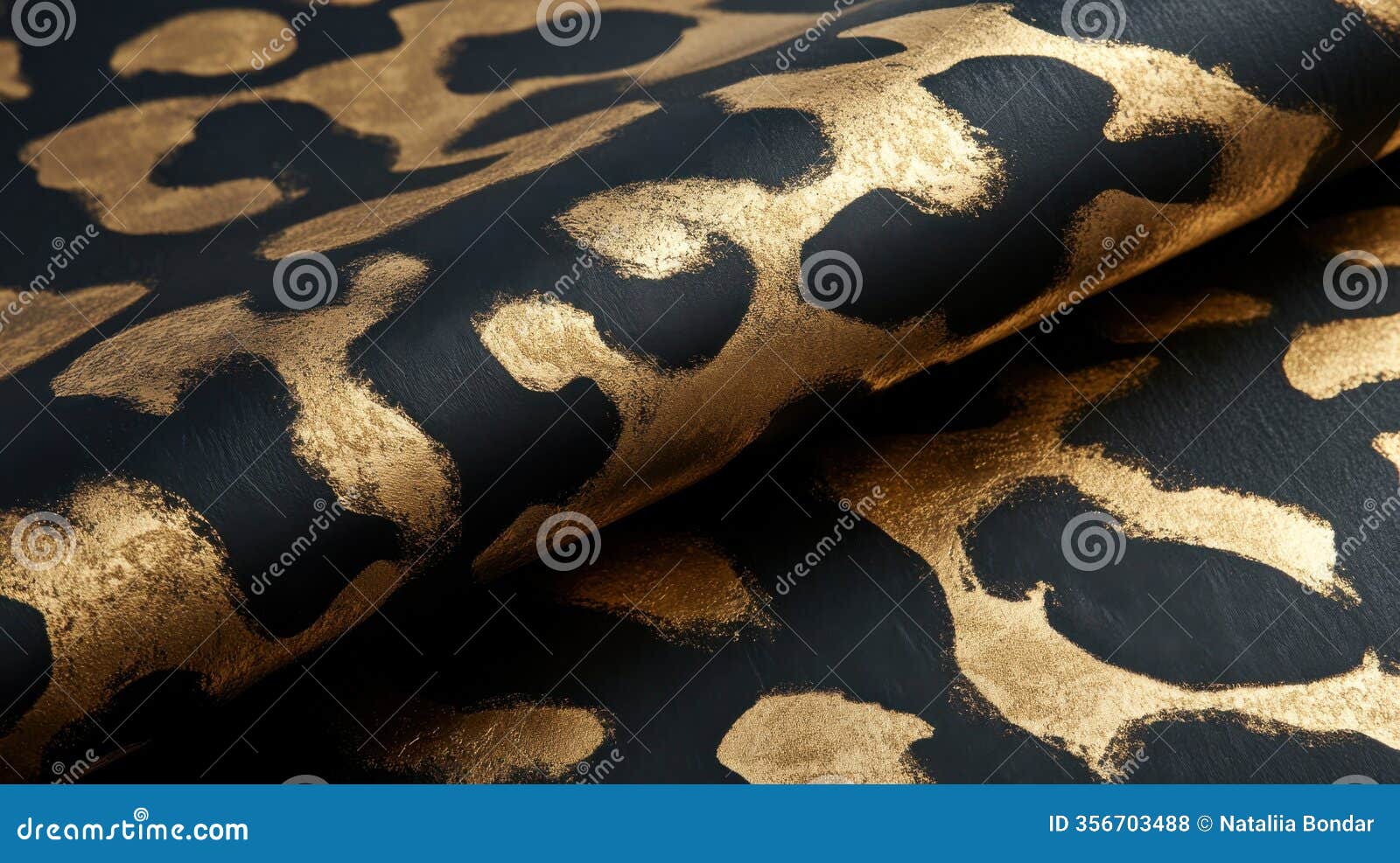 Luxurious Gold and Black Leopard Print Glitter Pattern Fabric ...