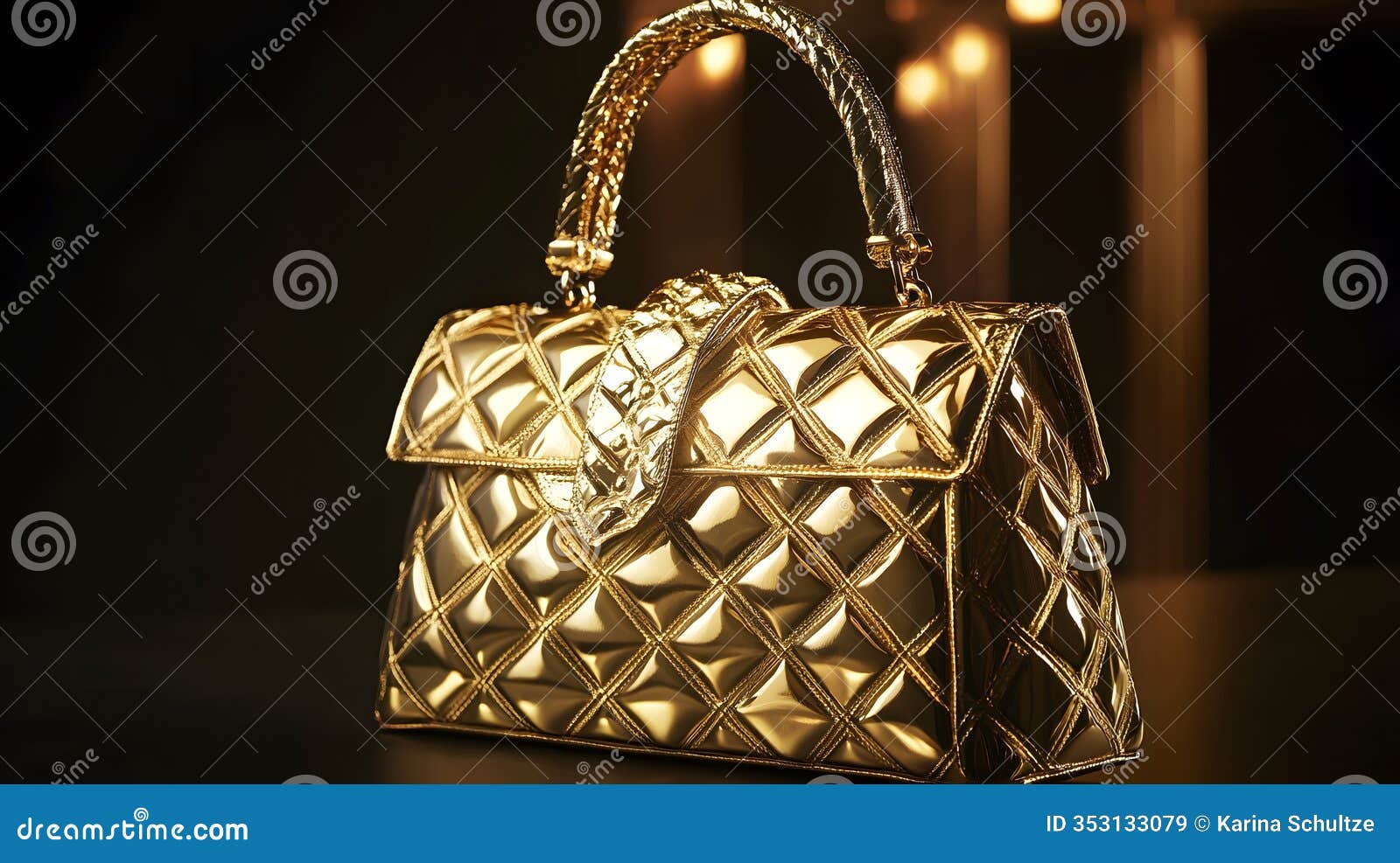 A Luxurious Gold Handbag Featuring a Quilted Design Stock Illustration ...