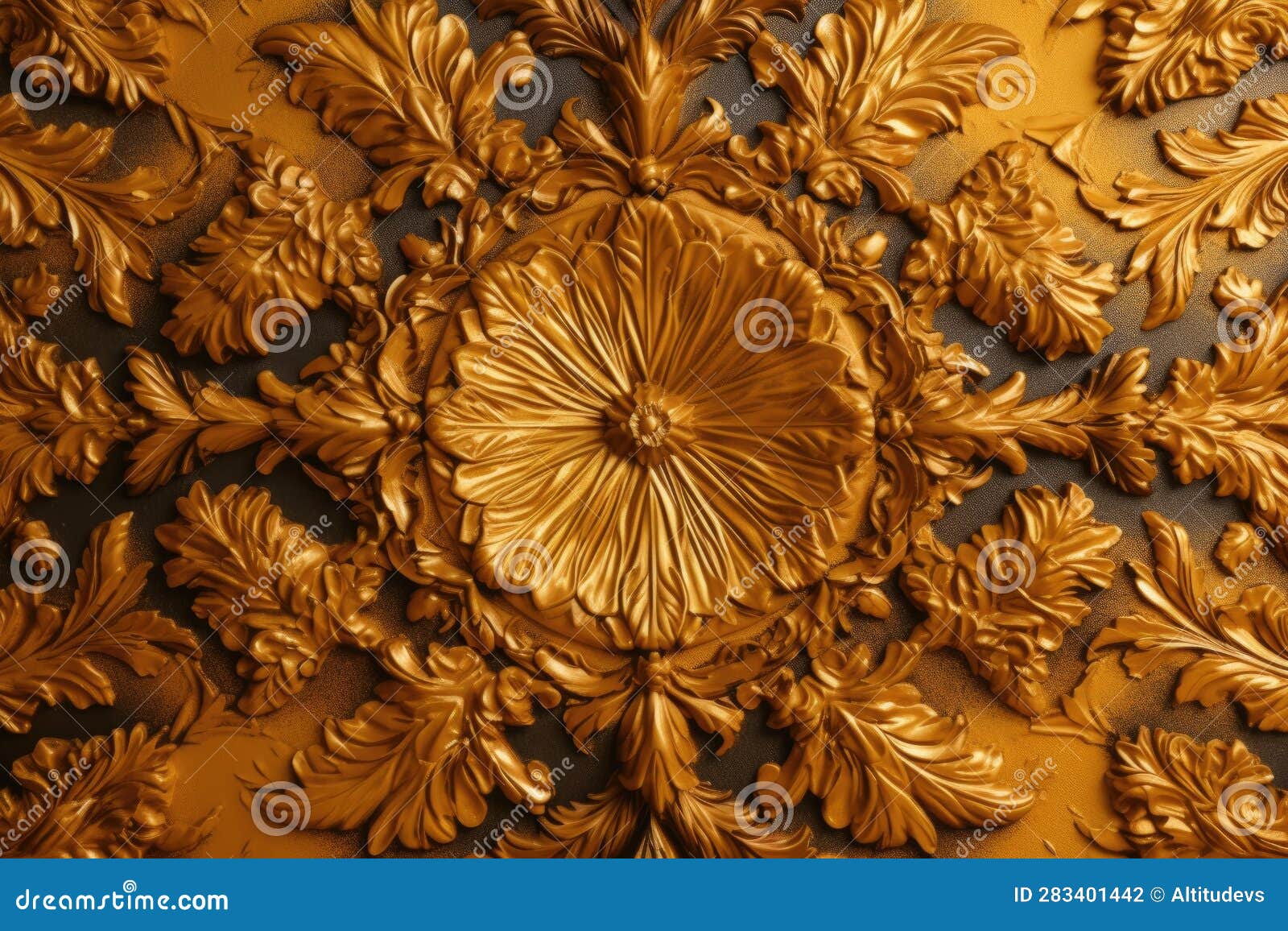 Luxurious Gold Leaf Pattern on a Classical Ceiling Design Stock ...