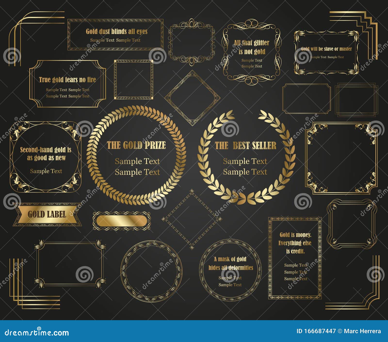 Luxurious Golden Framesand Borders Set Stock Illustration ...