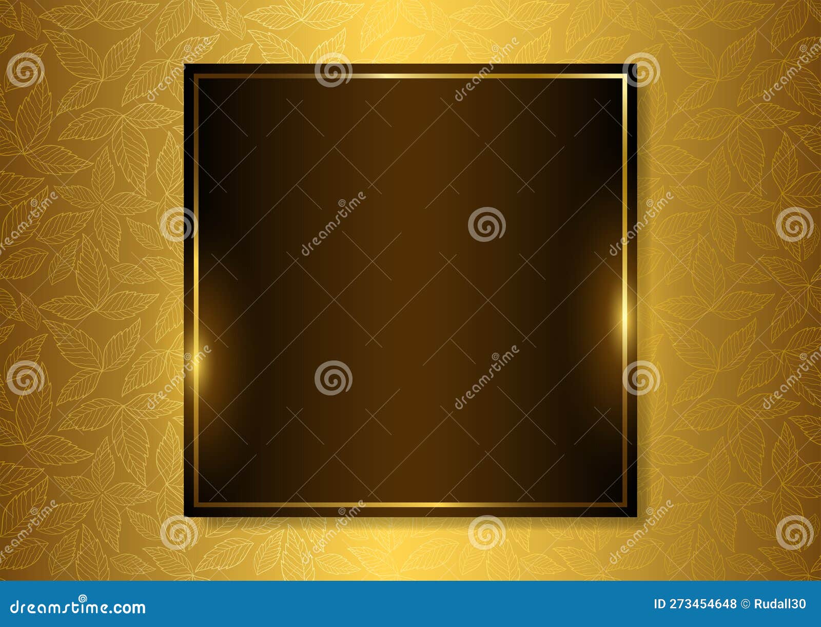 Luxurious Golden Leaves Pattern with Square Frame Stock Vector ...