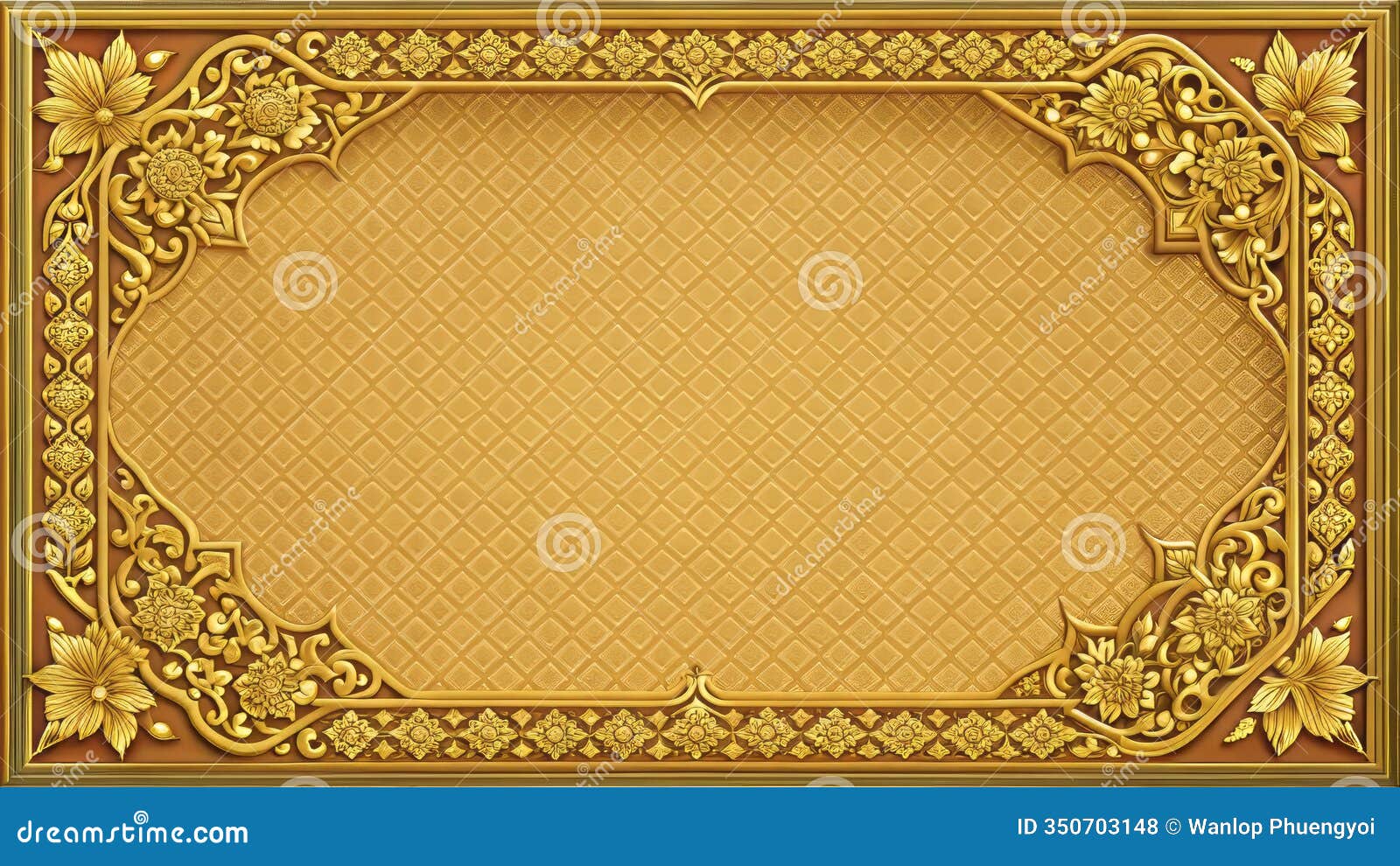 Luxurious Golden Rectangle Islamic Wedding Invitation Background with ...
