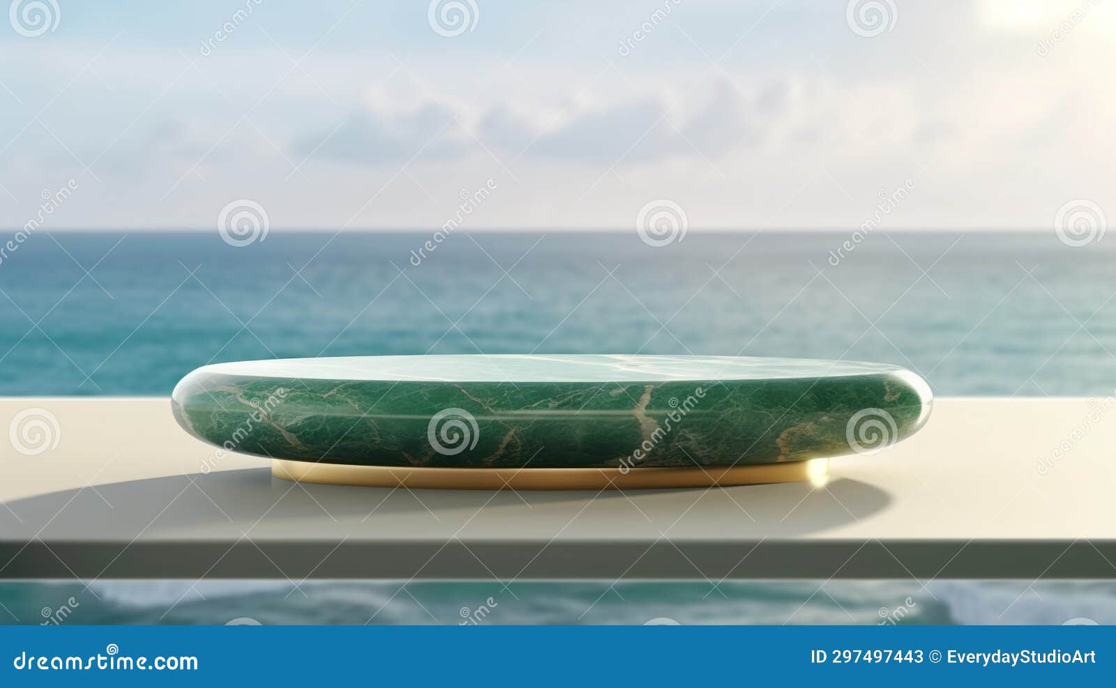 Luxurious Green Jade Stone Empty Table Mockup, Elegant Product ...