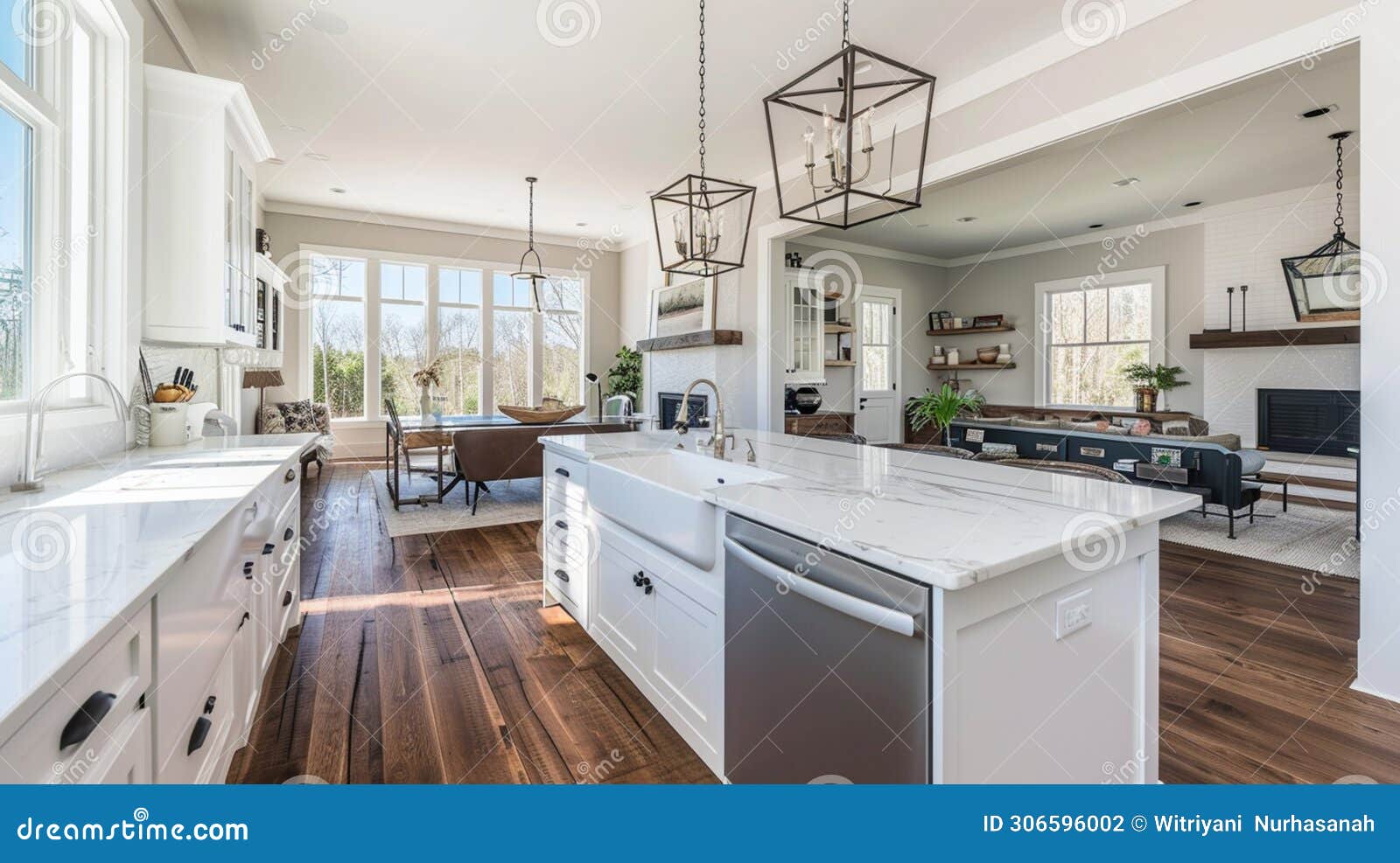 Luxurious High End Kitchen with Stainless Appliances Marble and Glass ...