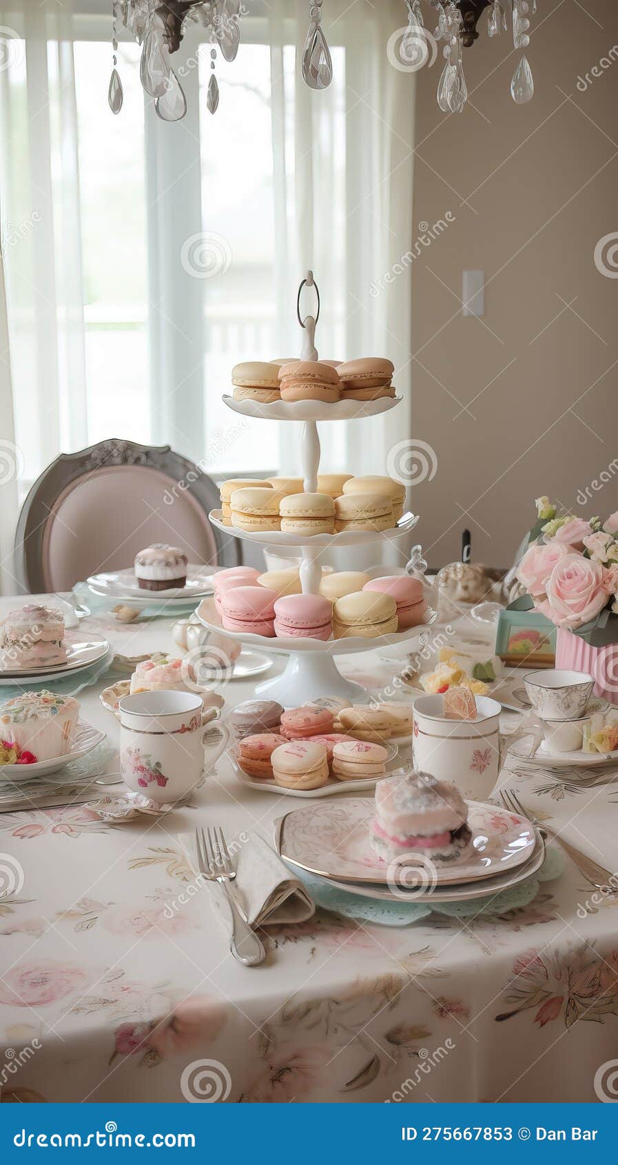 Luxurious High Tea Party in a Classic Elegant Interior with Sweets and ...
