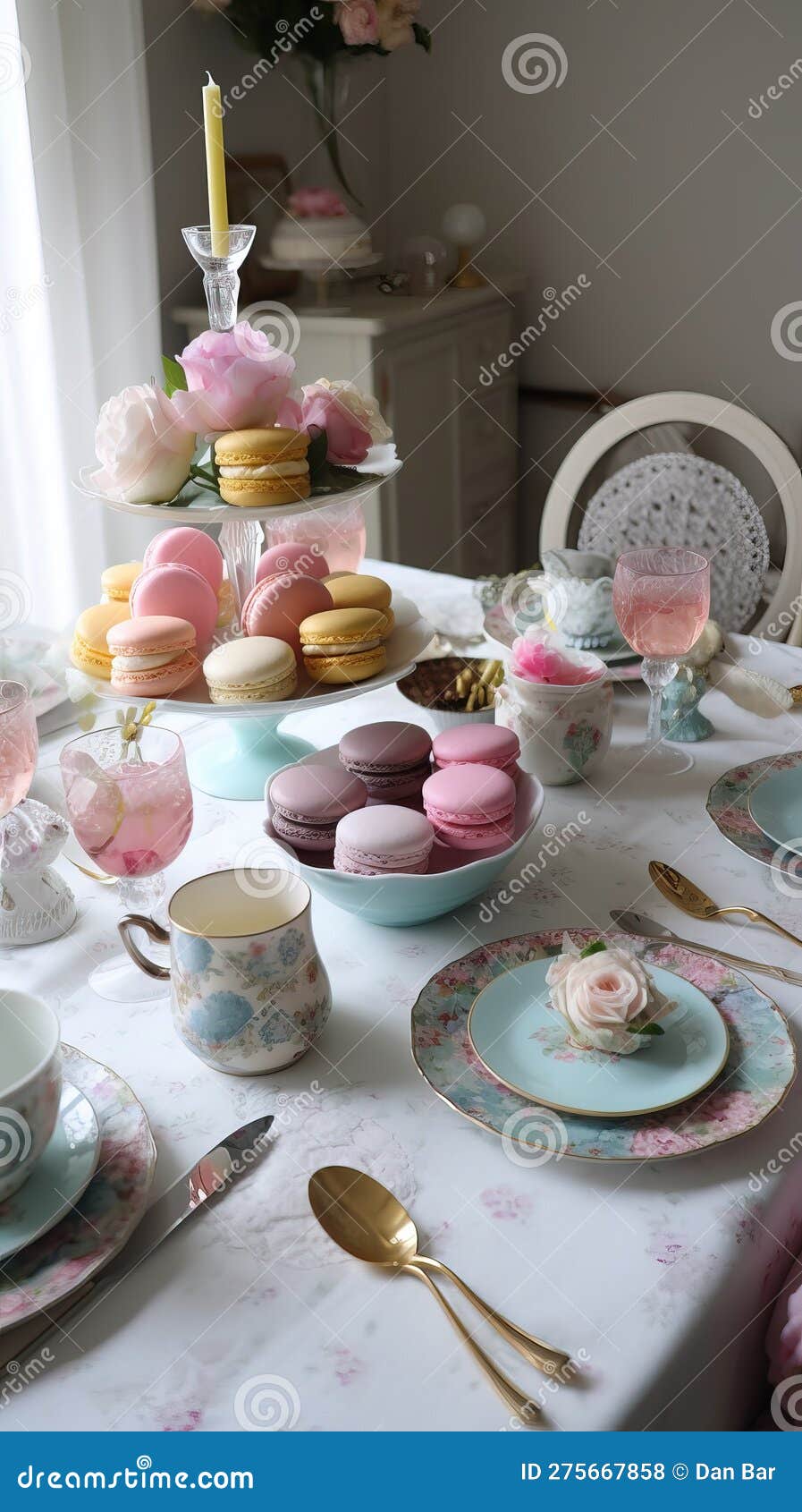 Luxurious High Tea Party in a Classic Elegant Interior with Sweets and ...