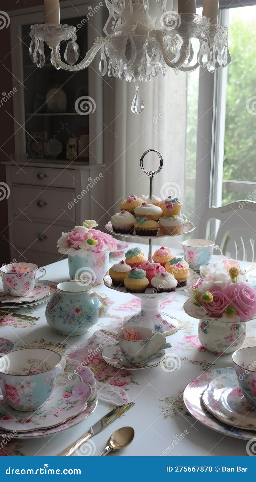 Luxurious High Tea Party in a Classic Elegant Interior with Sweets and ...