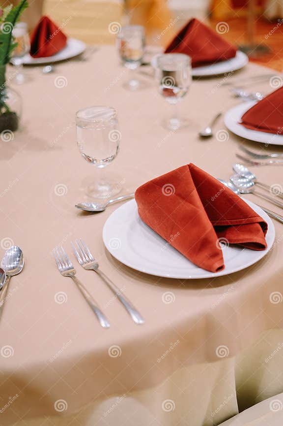 Luxurious Hotel Dining Table Set with Elegant Tableware Stock Image ...