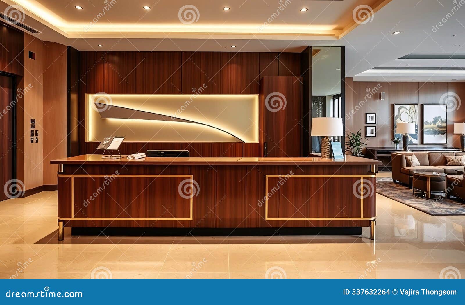 A Luxurious Hotel Lobby with a Spacious High-end Front Desk Stock ...