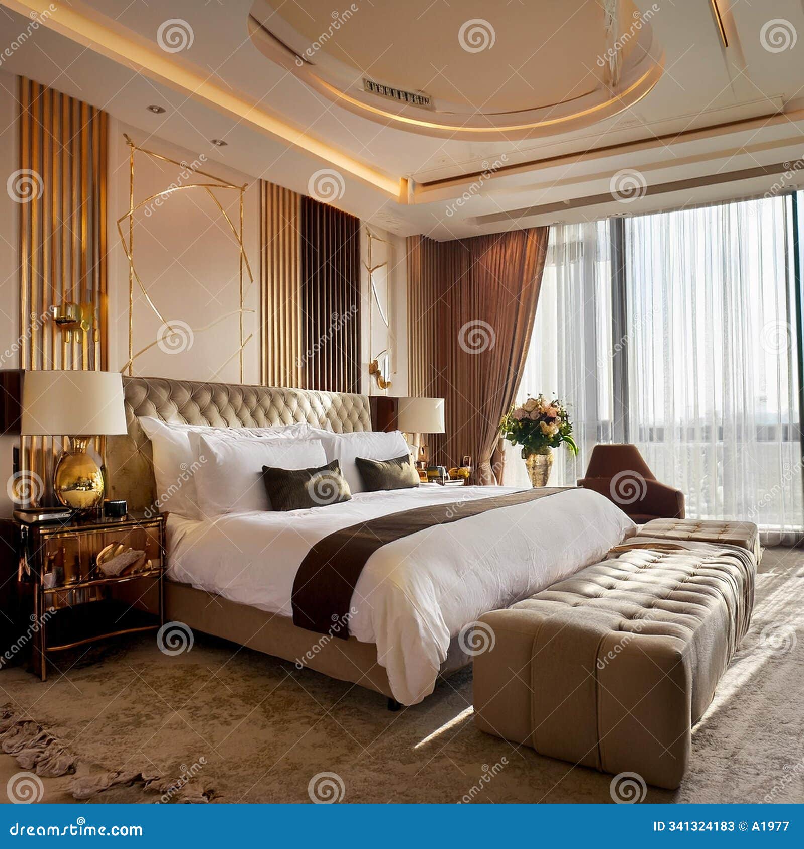 Luxurious Hotel Bedrooms: Comfort Meets Modern Design Stock Image ...