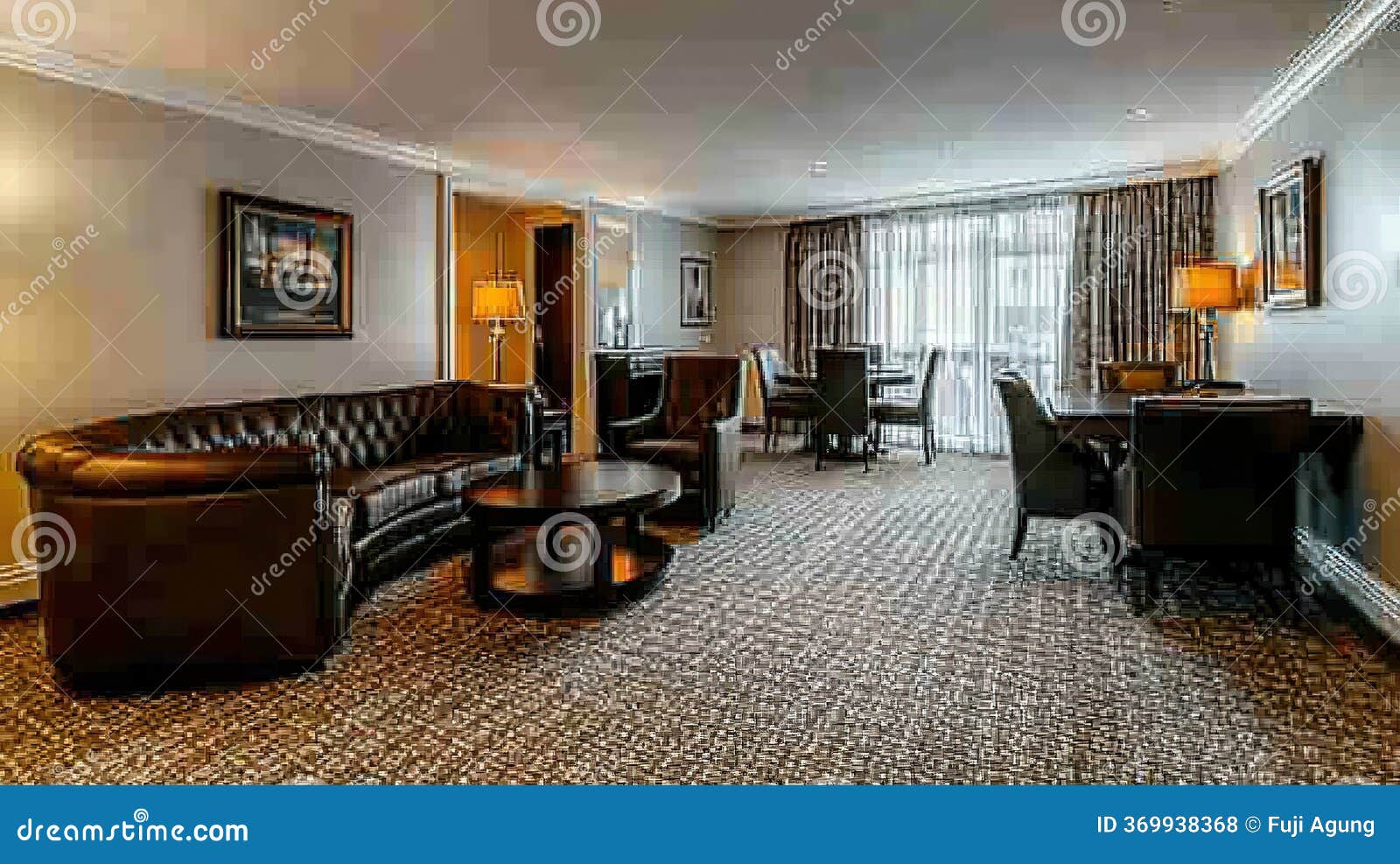 Luxurious Hotel Lobby Modern Design With Chandelier, Beige Tile Floor ...