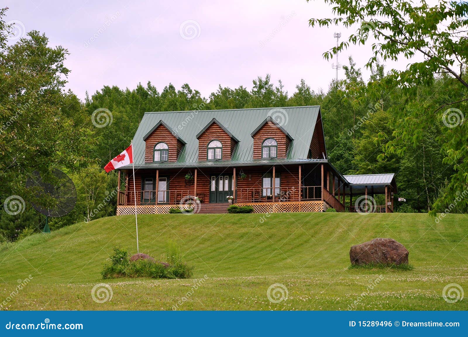 Luxurious House in Countryside Stock Photo - Image of wood, flag: 15289496