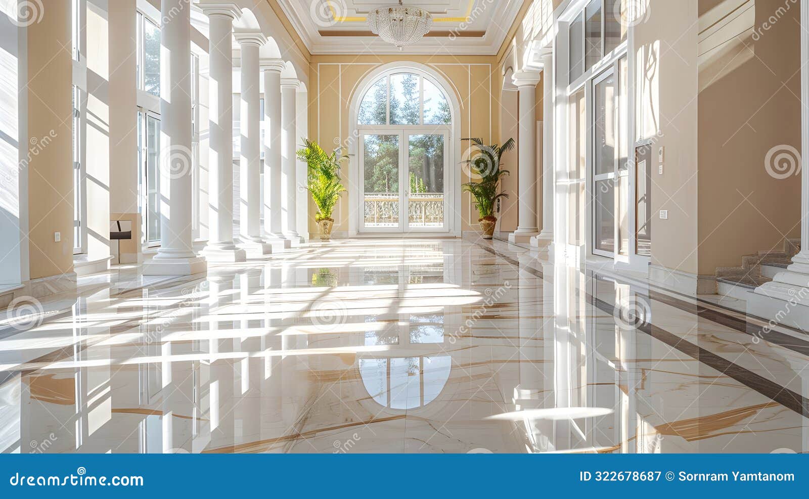 Luxurious House with Marble Floors Stock Illustration - Illustration of ...