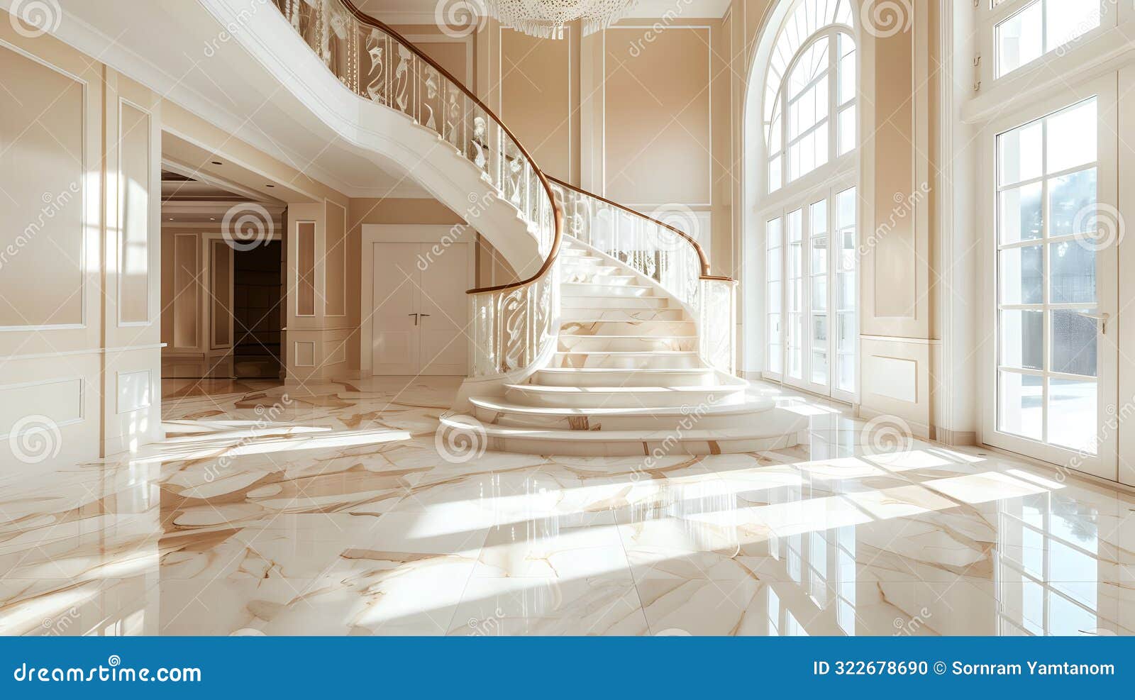 Luxurious House with Marble Floors Stock Illustration - Illustration of ...