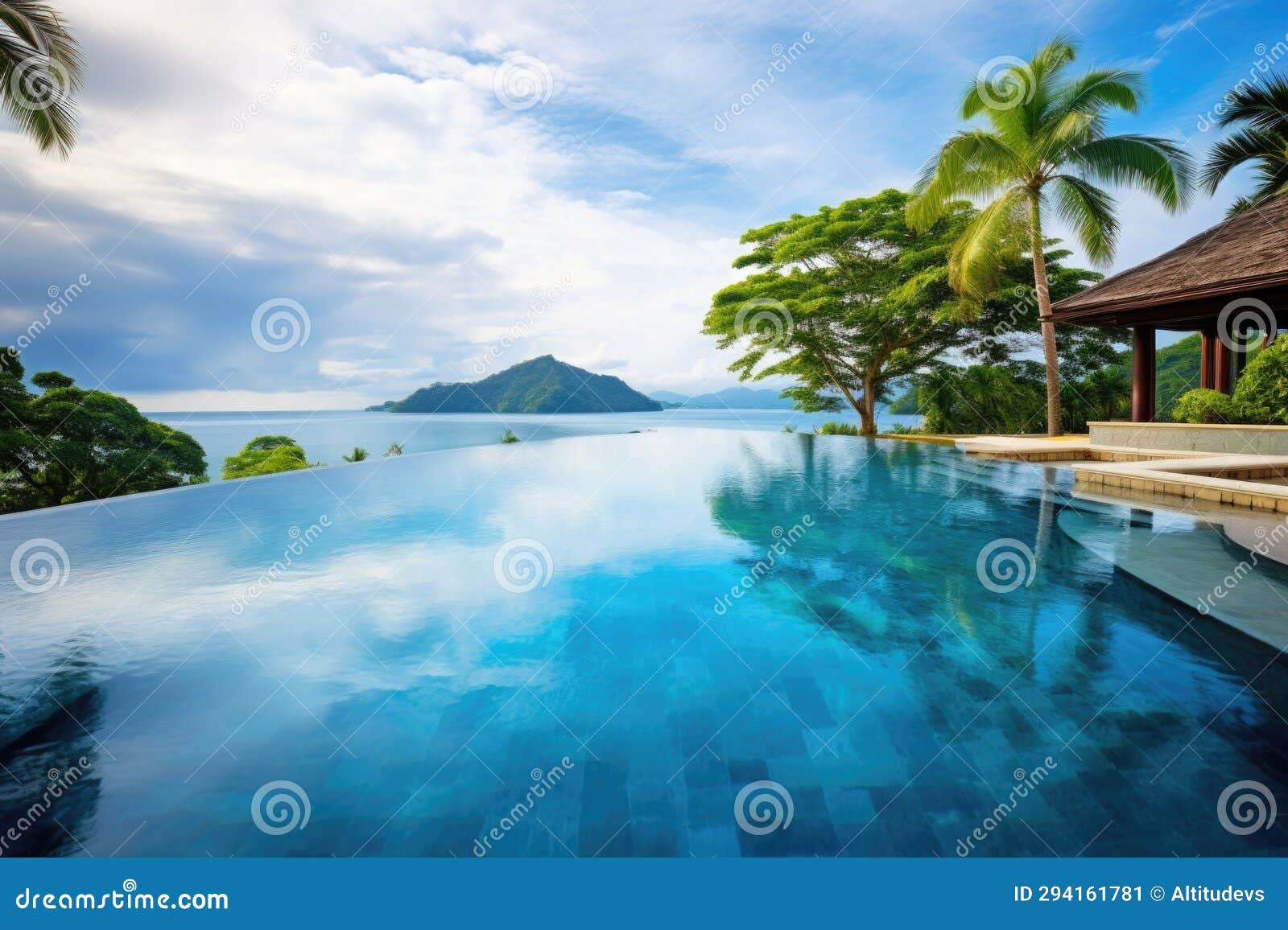 Luxurious Infinity Pool Outside a Tropical Resort Villa Stock Image ...