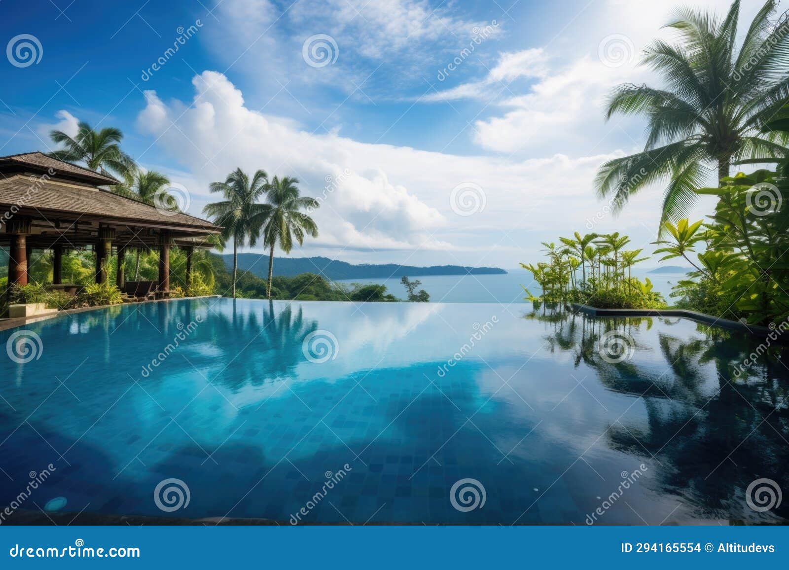 Luxurious Infinity Pool Outside a Tropical Resort Villa Stock Photo ...
