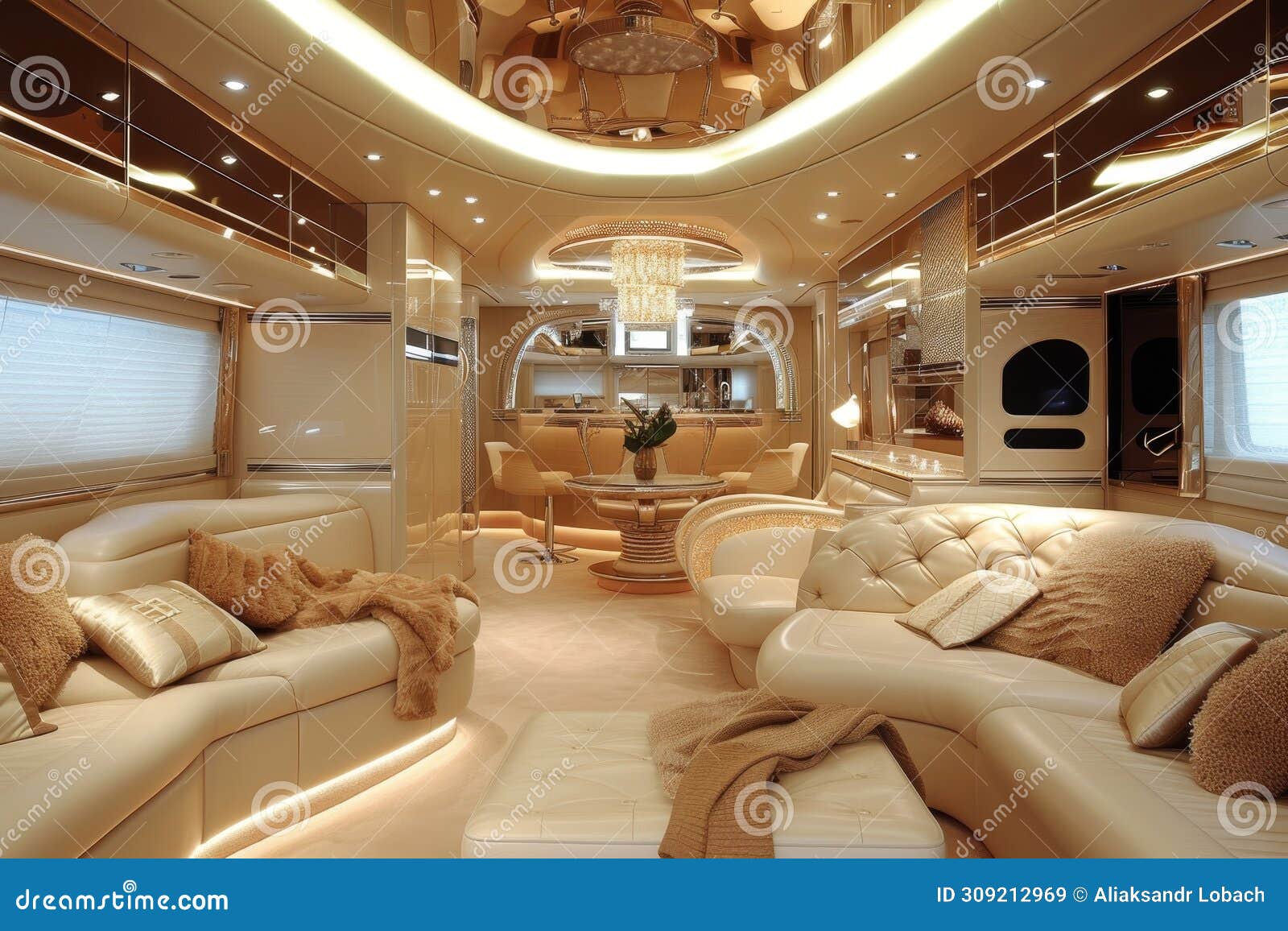 Luxurious Interior Inside the Motorhome. the Concept of a Comfortable ...