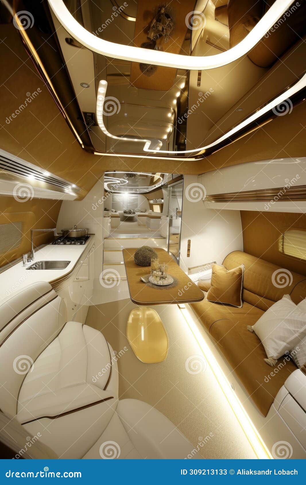 Luxurious Interior Inside the Motorhome. the Concept of a Comfortable ...