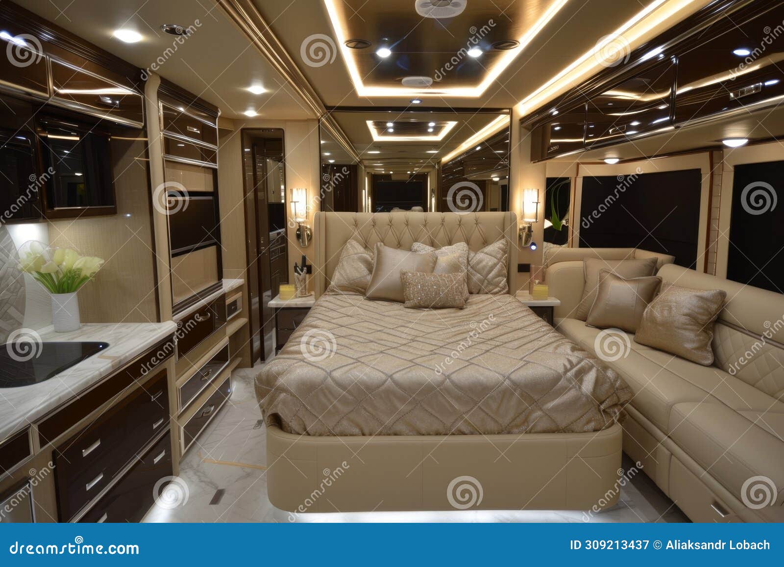 Luxurious Interior Inside the Motorhome. the Concept of a Comfortable ...