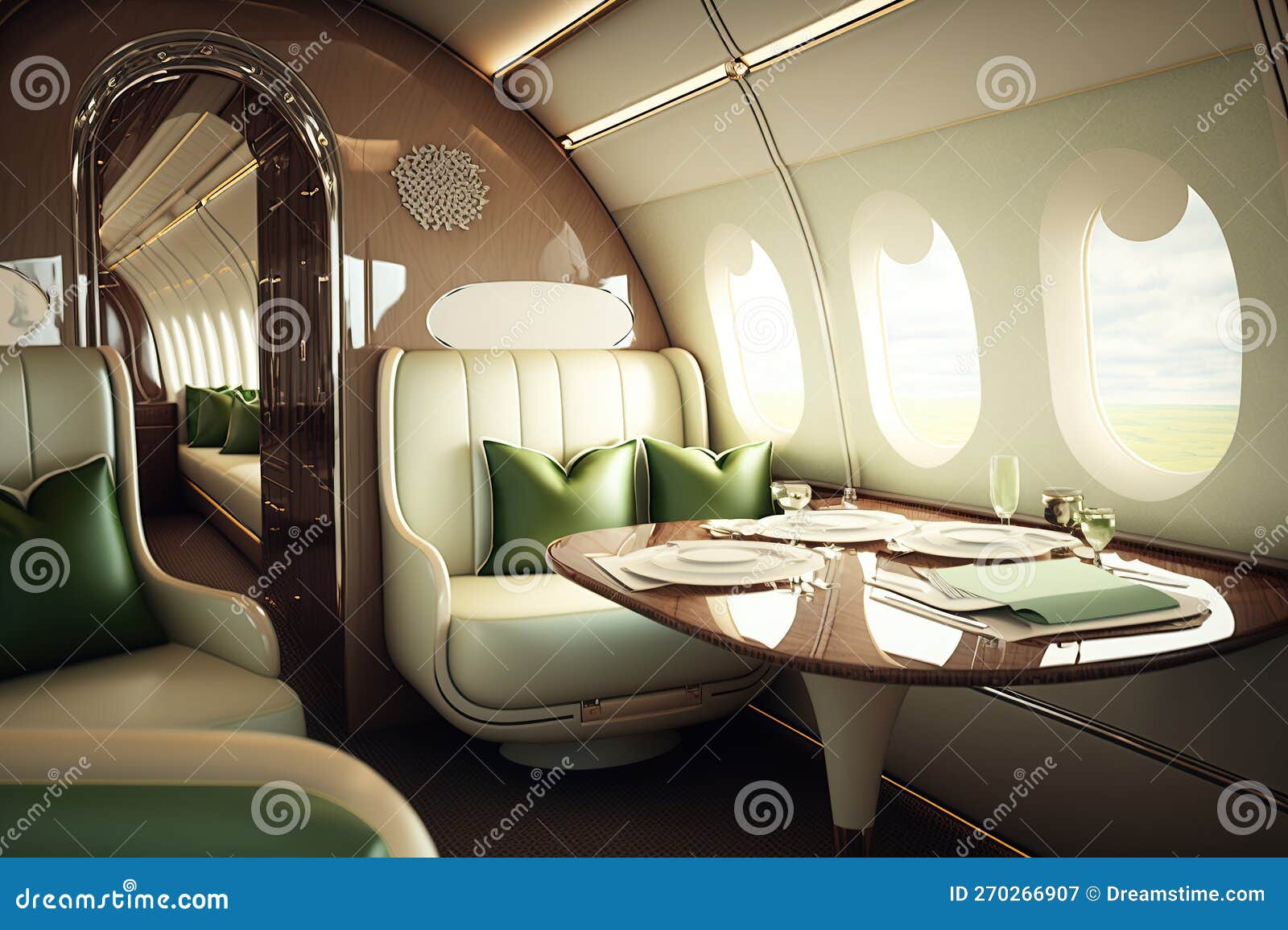 Luxurious Interior Inside Private Jet Created by Generative AI Stock ...