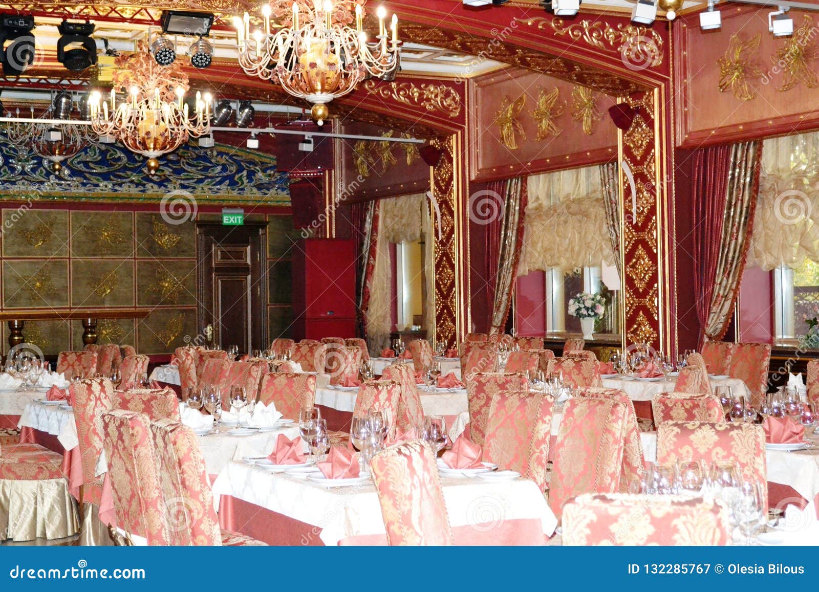 This is a Luxurious Interior of the Restaurant Stock Image - Image of ...