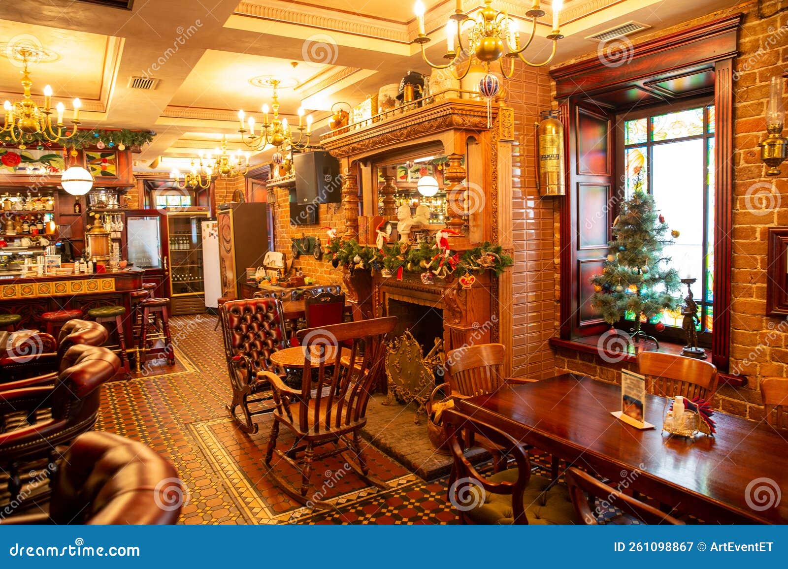 Luxurious Interior of English Restaurant Stock Image - Image of hall ...