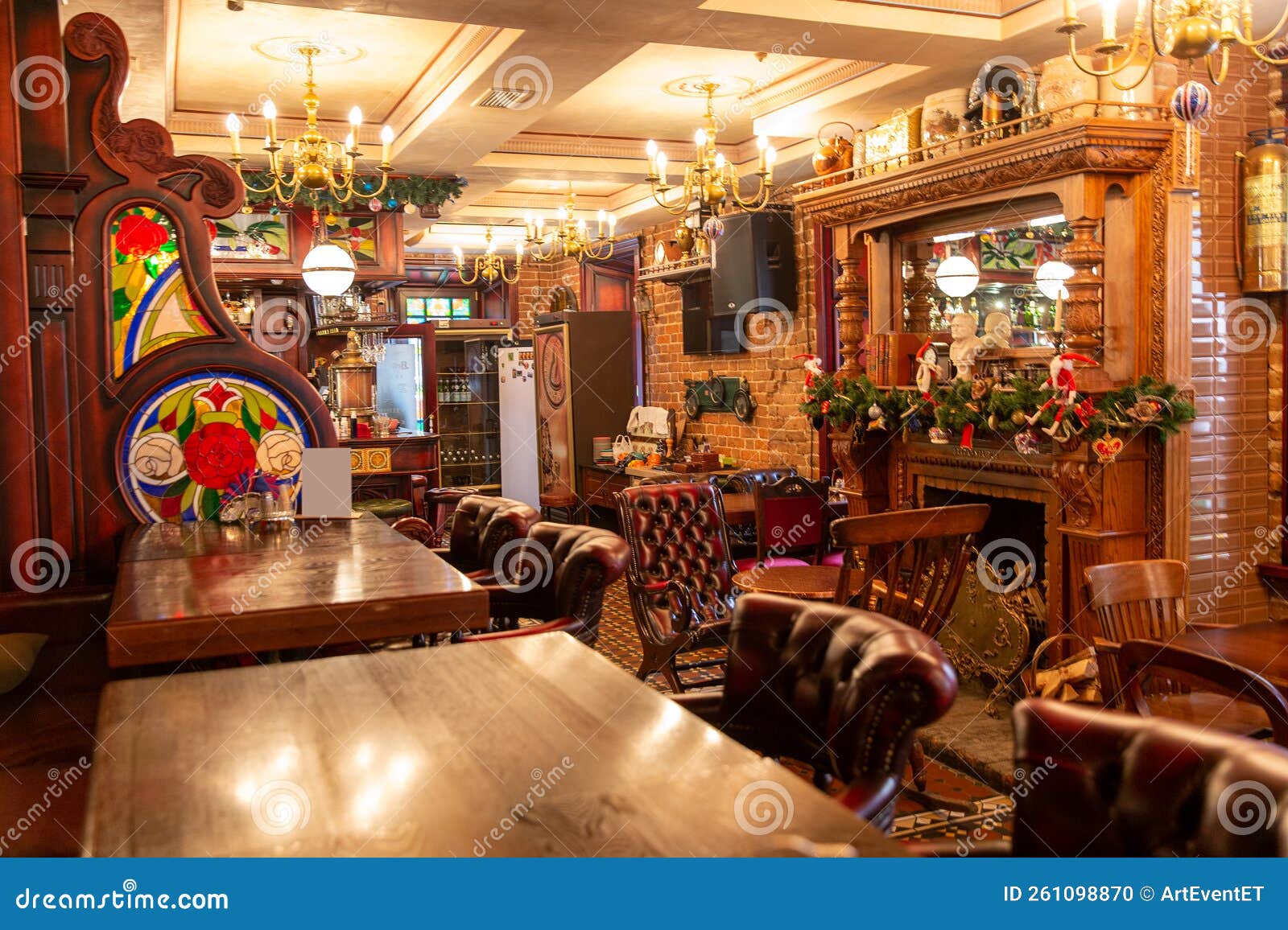 Luxurious Interior of English Restaurant Stock Photo - Image of classic ...